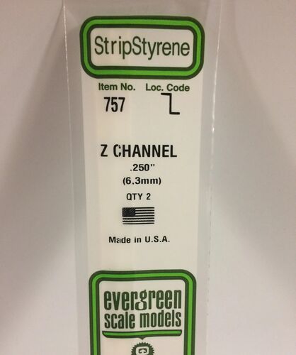 Evergreen 00757 Polystyrene "Z" Channels 6,3 mm (35 cm) (1 pc)