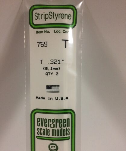 Evergreen 00769 Polystyrene "T" Shapes 8,1 mm (35 cm) (1 pc)