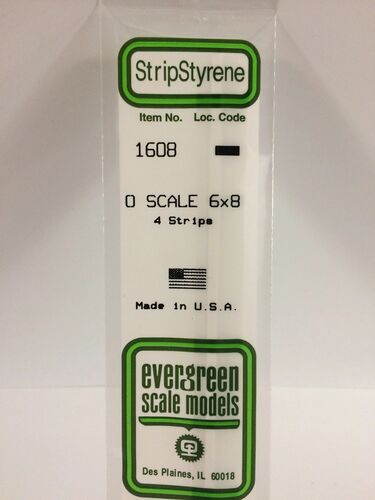 Evergreen 01608 "O" Scale Polystyrene Strip 3,2 x 4,2 mm (6 x 8) (35 cm) (1 pc)