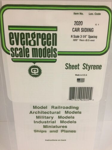 Evergreen 02020 0,50 mm Polystyrene Sheet Car Siding (15 x 30 cm)