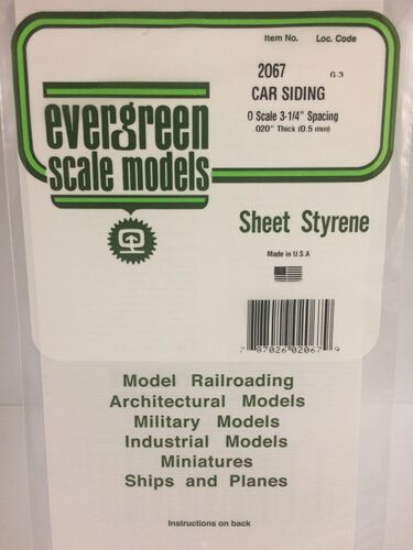Evergreen 02067 0,50 mm Polystyrene Sheet Car Siding (15 x 30 cm)