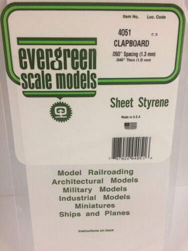 Evergreen 04051 1,00 mm Polystyrene Sheet Clapboard Siding 1,25 mm (15 x 30 cm)