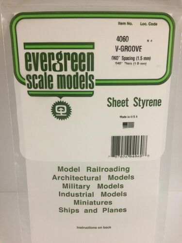 Evergreen 04060 1,00 mm Polystyrene Sheet "V" Groove Siding 1,50 mm (15 x 30 cm)