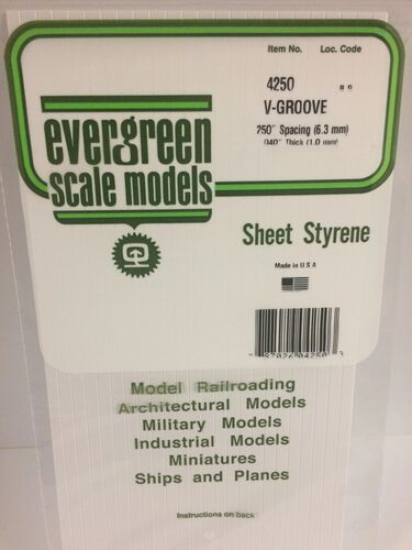 Evergreen 04250 1,00 mm Polystyrene Sheet "V" Groove Siding 6,35 mm (15 x 30 cm)