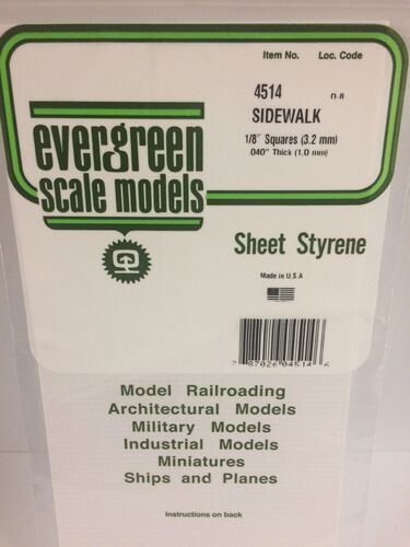 Evergreen 04514 1,00 mm Polystyrene Sheet Sidewalk 3,17 x 3,17 mm (15 x 30 cm)