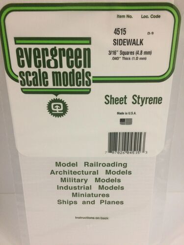 Evergreen 04515 1,00 mm Polystyrene Sheet Sidewalk 4,76 x 4,76 mm (15 x 30 cm)