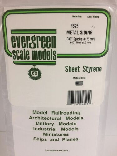Evergreen 04525 1,00 mm Polystyrene Sheet Metal Siding 0,76 mm (15 x 30 cm)