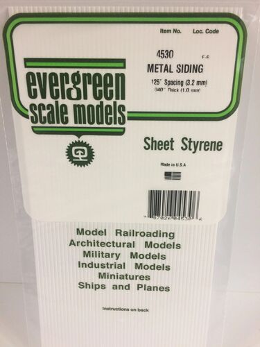 Evergreen 04530 1,00 mm Polystyrene Sheet Metal Siding 3,17 mm (15 x 30 cm)
