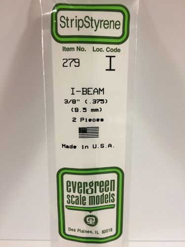 Evergreen 00279 Polystyrene "I" Beams 9,50 mm (35 cm) (1 pc)