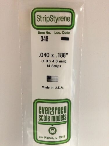 Evergreen 00348 Polystyrene Strip 1 x 4,8 mm (60 cm) (1 pc)