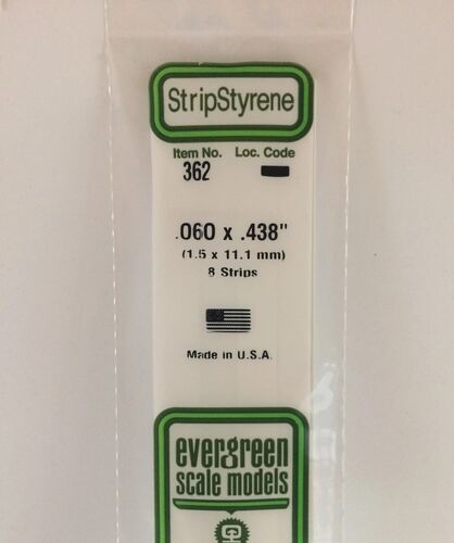 Evergreen 00362 Polystyrene Strip 1,5 x 11,1 mm (60 cm) (1 pc)