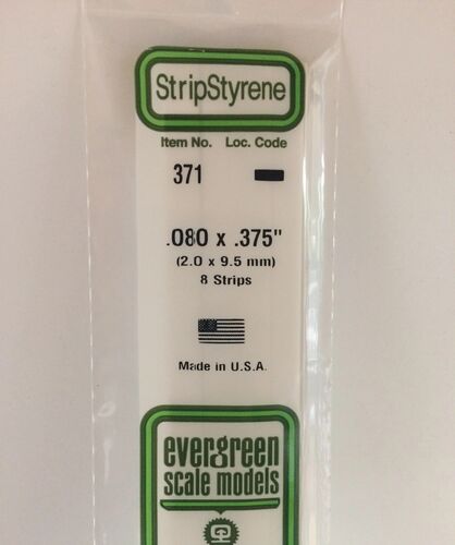 Evergreen 00371 Polystyrene Strip 2 x 9,5 mm (60 cm) (1 pc)