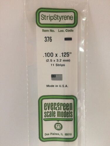 Evergreen 00376 Polystyrene Strip 2,5 x 3,2 mm (60 cm) (1 pc)