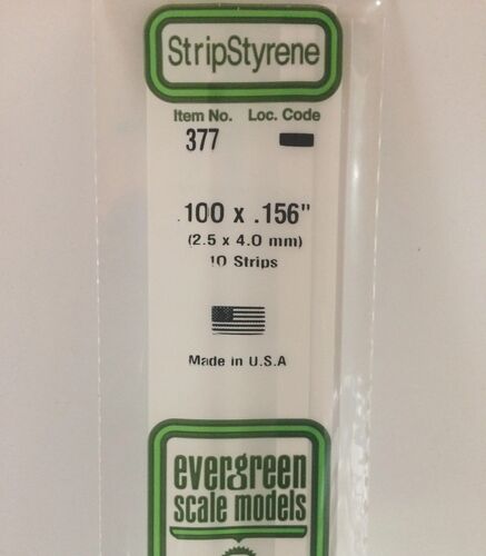 Evergreen 00377 Polystyrene Strip 2,5 x 4 mm (60 cm) (1 pc)