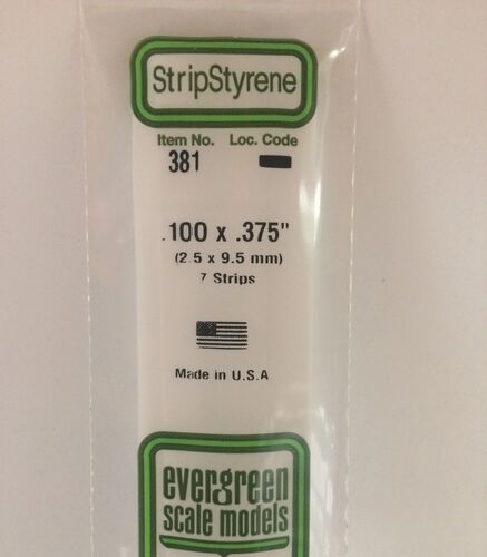 Evergreen 00381 Polystyrene Strip 2,5 x 9,5 mm (60 cm) (1 pc)