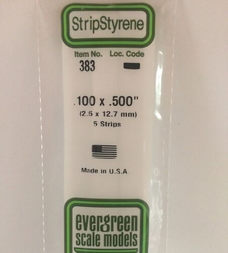 Evergreen 00383 Polystyrene Strip 2,5 x 12,7 mm (60 cm) (1 pc)