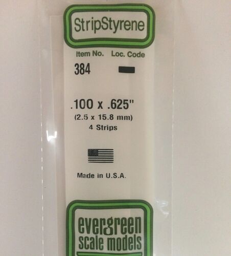 Evergreen 00384 Polystyrene Strip 2,5 x 15,8 mm (60 cm) (1 pc)