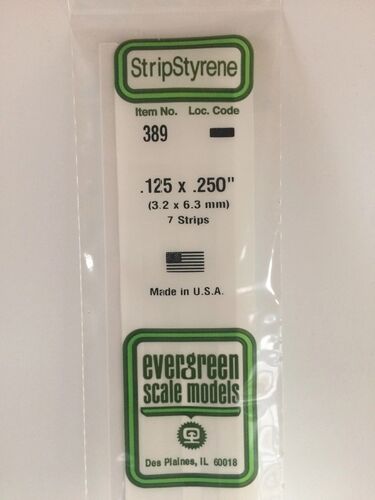 Evergreen 00389 Polystyrene Strip 3,2 x 6,3 mm (60 cm) (1 pc)
