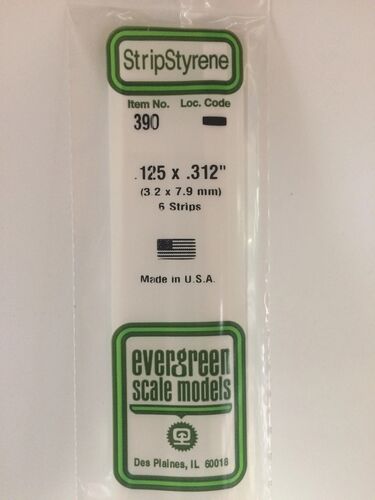 Evergreen 00390 Polystyrene Strip 3,2 x 7,9 mm (60 cm) (1 pc)