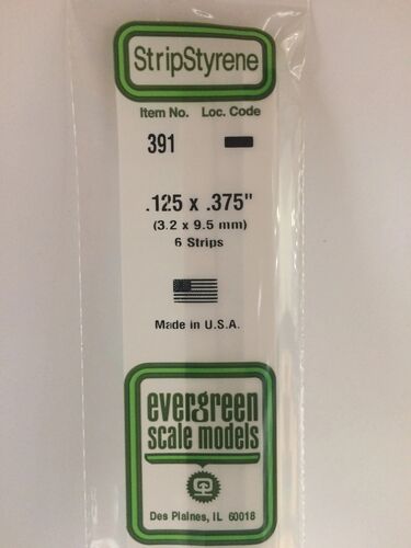 Evergreen 00391 Polystyrene Strip 3,2 x 9,5 mm (60 cm) (1 pc)