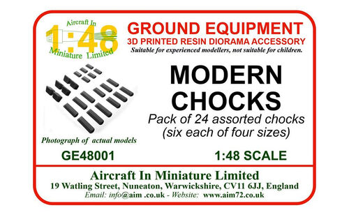 Aircraft In Miniature Ltd GE48001 Modern Chocks 3D-Printed (24 pcs / 6 each of 4 sizes)
