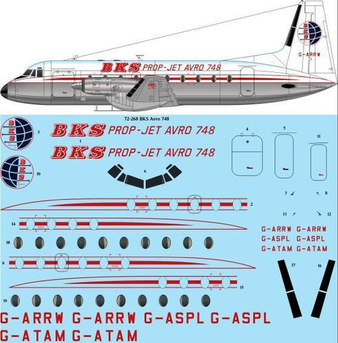 26 Decals 72268 Avro 748 - BKS 'Delivery' (Laser Decal for Mach 2 Kits)