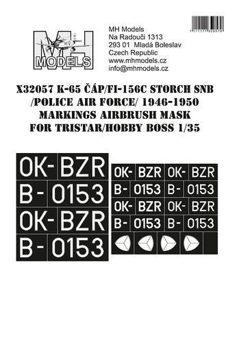 MH Models X32057 K-65 Čáp/Fi-156C Storch SNB (Police Air Force) 1946-1950 Markings Airbrush Mask for Tristar/HobbyBoss 1/35