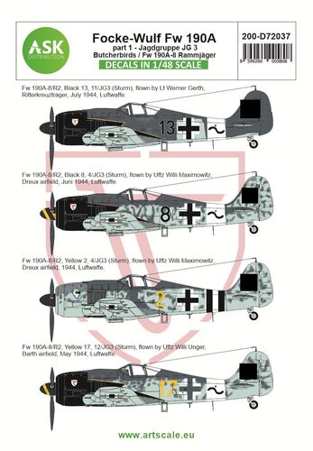 Art Scale Kit D72037 Focke-Wulf Fw 190A Part 1 - Jagdgruppe JG 3 Butcherbirds / Fw 190A-8 Rammjäger
