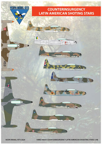 Vespa Models 48005 Latin American Counter-Insurgency Shooting Stars - Decals for Lockheed AT-33 A
