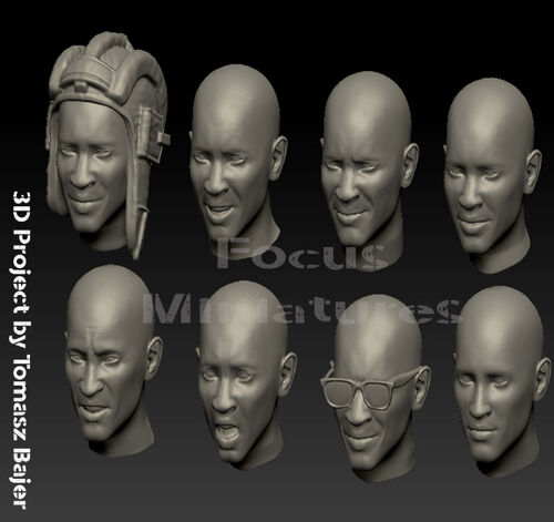FOCUS MINIATURES 3521 Heads Somalian Fighters (8pcs)