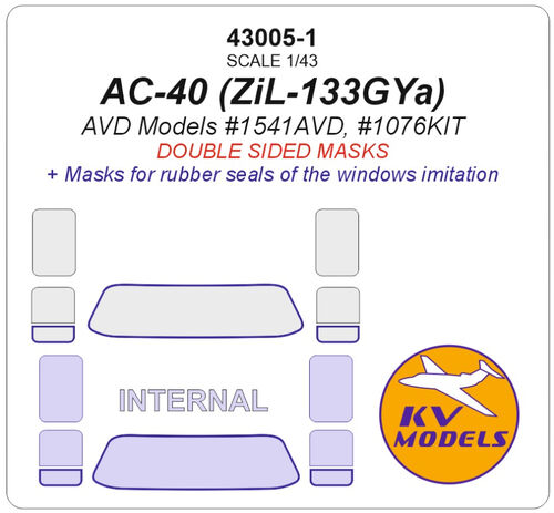 KV Models 43005-1 ZIL-133 (AC-40) - Double-sided Painting Masks (for AVD 1541 and 1076 Kits)