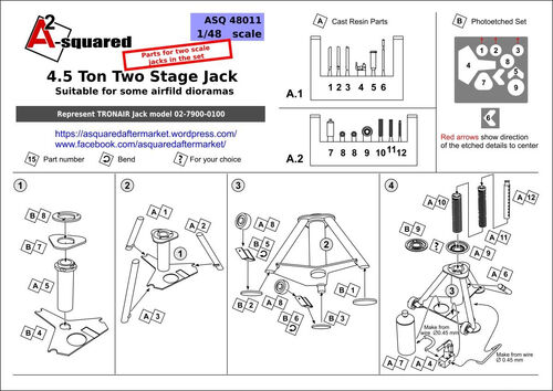 A-Squared ASQ48011 4,5 Ton Two-Stage Jack - Resin and Photoetched Parts (2 in a set)