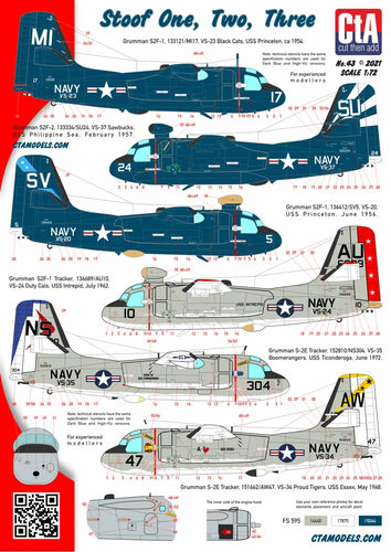 CtA Cut then Add 043 "Stoof One, Two, Three" - Grumman S-2 Tracker, Dark Blue and Hi-Viz, USN, 6 Markings