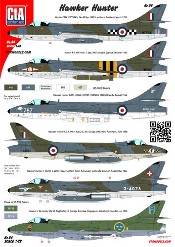 CtA Cut then Add 054 Hawker Hunter - RAF, FAA, Swiss and Sweden (6 Markings)