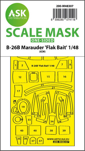 Art Scale Kit M48307 B-26B Marauder 'Flak Bait' One-Sided Express Fit Mask For ICM