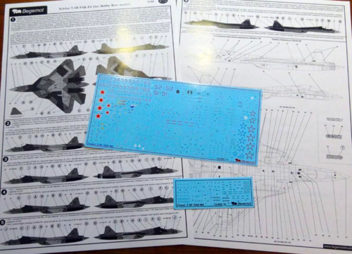 Begemot Decals 72-065 Sukhoi T-50-1 PAK-FA (Hobbboss) marking + stencil