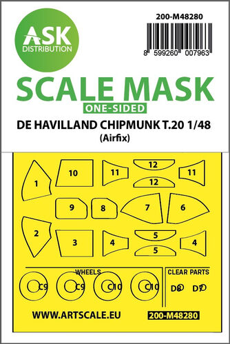Art Scale Kit M48280 De Havilland Chipmunk T.20 One-Sided Express Fit Mask For Airfix