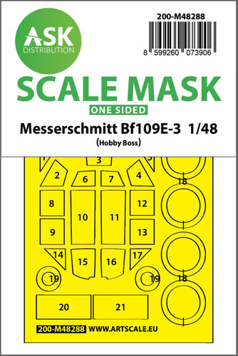 Art Scale Kit M48288 Messerschmitt Bf 109E-3 One-Sided Express Fit Mask For Hobby Boss