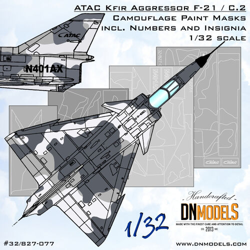 DN Models 32-827-077 ATAC KFIR Aggressor F-21 / C.2 Camouflage Paint Masks Including Numbers And Insignia