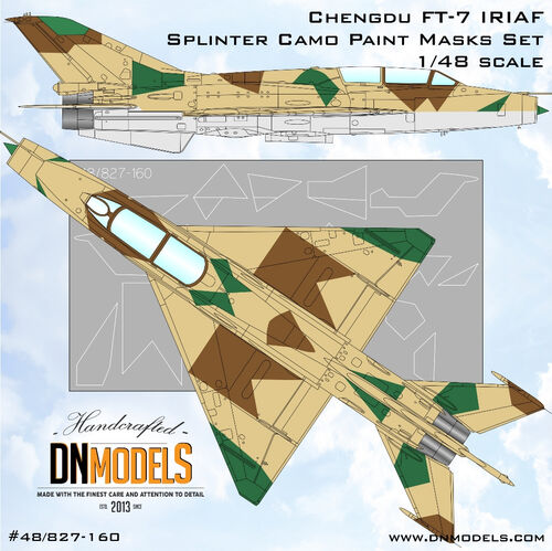 DN Models 48-827-160 Chengdu FT-7 IRIAF Splinter Camo Paint Masks Set