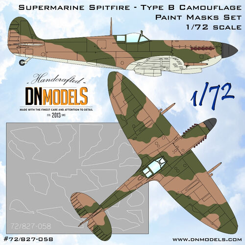 DN Models 72-827-058 Supermarine Spitfire - Type B Camouflage Paint Masks Set