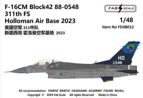 Fab Scale FD48012 Lockheed Martin F-16 CM Block 42 - USAF 311st FS Holloman Air Base (2023)