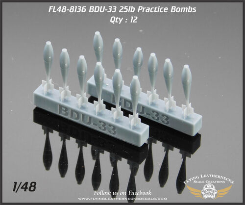 Flying Leathernecks 48-8136 BDU-33 25lb Practice Bombs (12 pcs / 3D-printed)