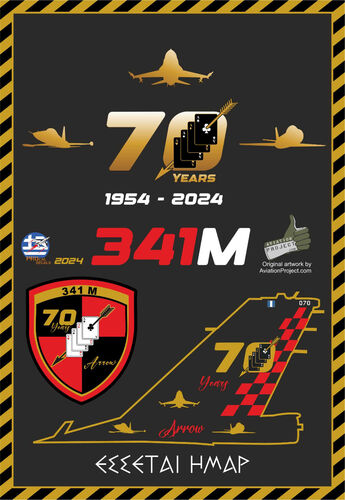 Procal Decals 32-2407 Lockheed Martin F-16 C Fighting Falcon Block 50 - 341 SQ 70 Years Anniversary