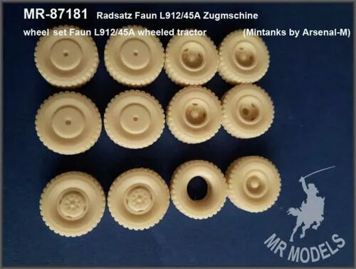 MR Modellbau 87181 Wheel Set Faun L912/45A And L912SA Wheeled Tractor (For Minitanks By Arsenal-M)