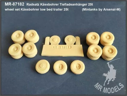MR Modellbau 87182 Wheel Set Kässbohrer Low Bed Trailer 25t (For Minitanks By Arsenal-M)