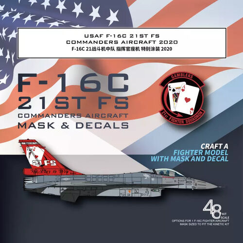 Galaxy-Model G48093 USAF F-16C 21st FS Commanders Aircraft 2020, Mask & Decals (For Kinetic K48100)