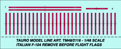 TAURO MODEL 48-2116 Italian F-104 Remove Before Flight Flags
