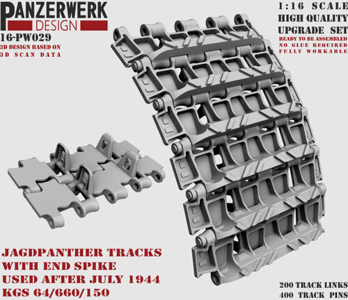 Panzerwerk Design 16-PW029 Jagdpanther Tracks With End Spike Used After July 1944 KGS 64/660/150