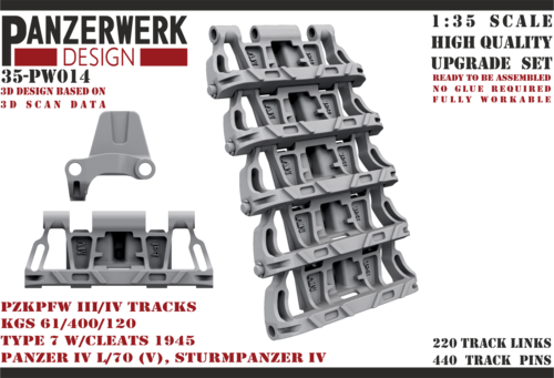 Panzerwerk Design 35-PW014 PzKpfw III/IV Tracks KGS 61/400/120 Type 7 With Cleats 1945